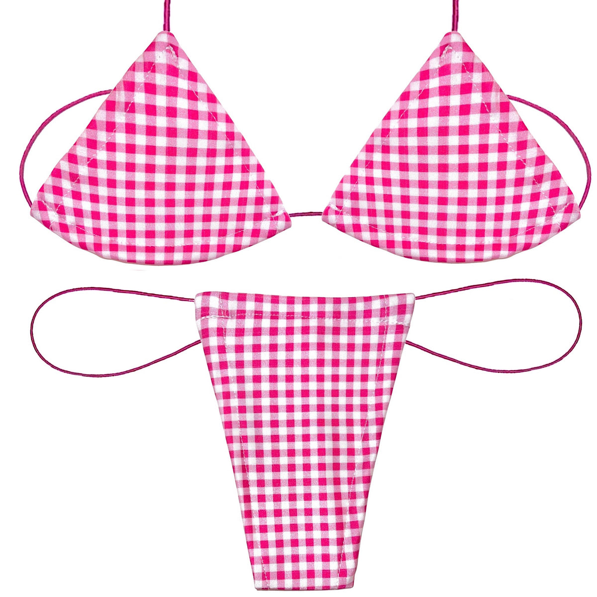 Sexy Stripper Exotic Dancer Microkini Set: Gingham Pink & White – Angel Candy Shop